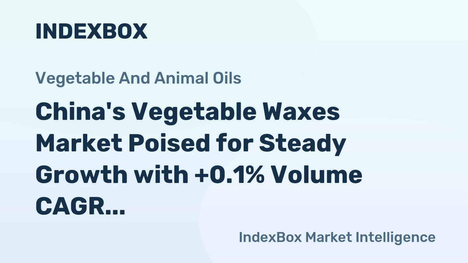 China's Vegetable Waxes Market Poised for Steady Growth with +0.1% Volume CAGR Through 2035