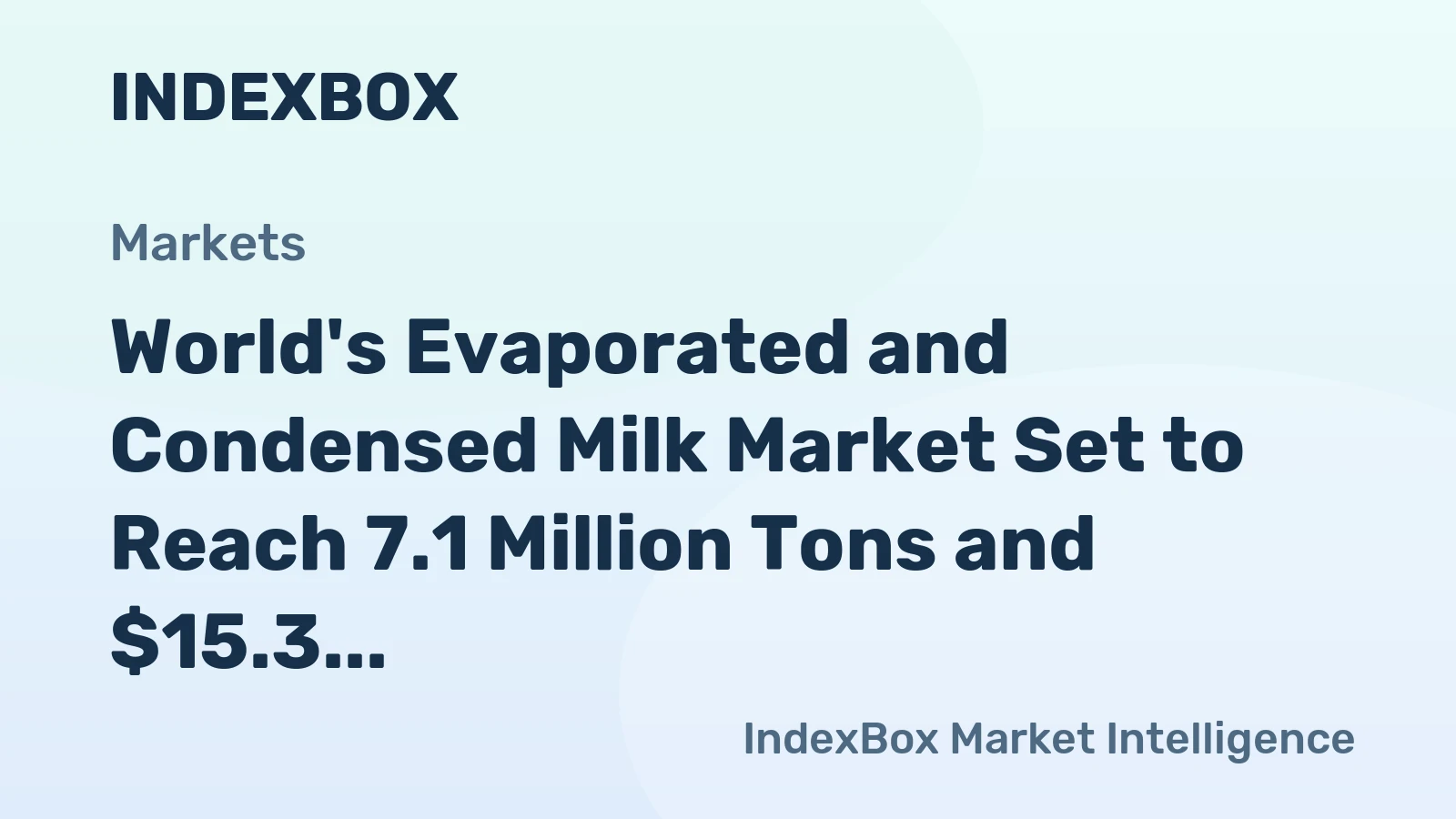 World's Evaporated and Condensed Milk Market Set to Reach 7.1 Million Tons and $15.3 Billion by 2035