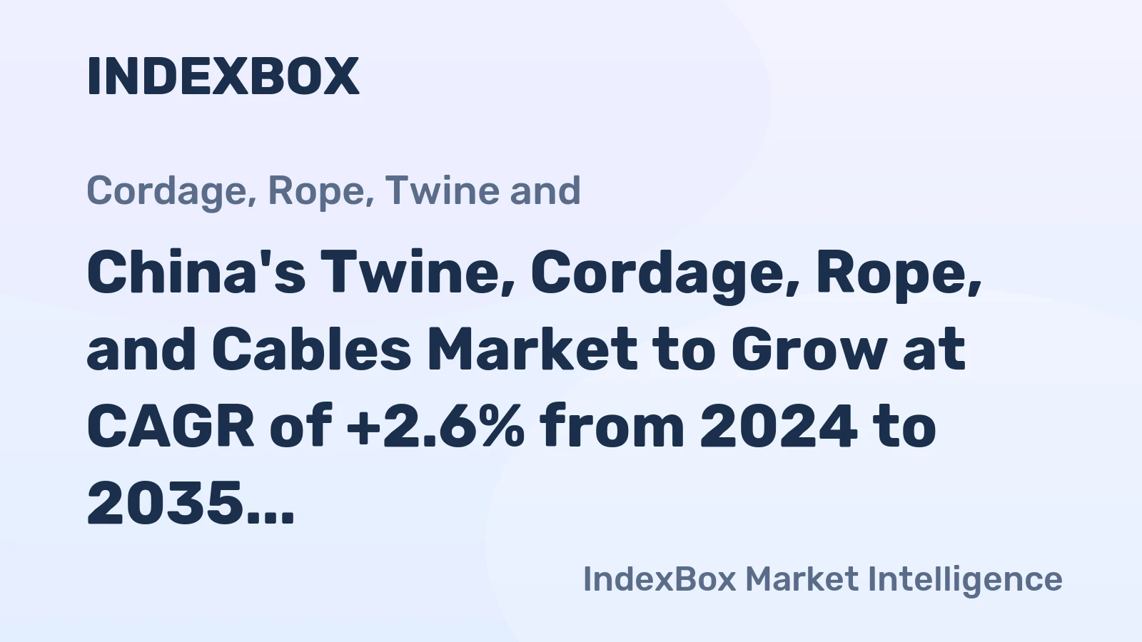 China's Twine, Cordage, Rope, and Cables Market to Grow at CAGR of +2.6% from 2024 to 2035