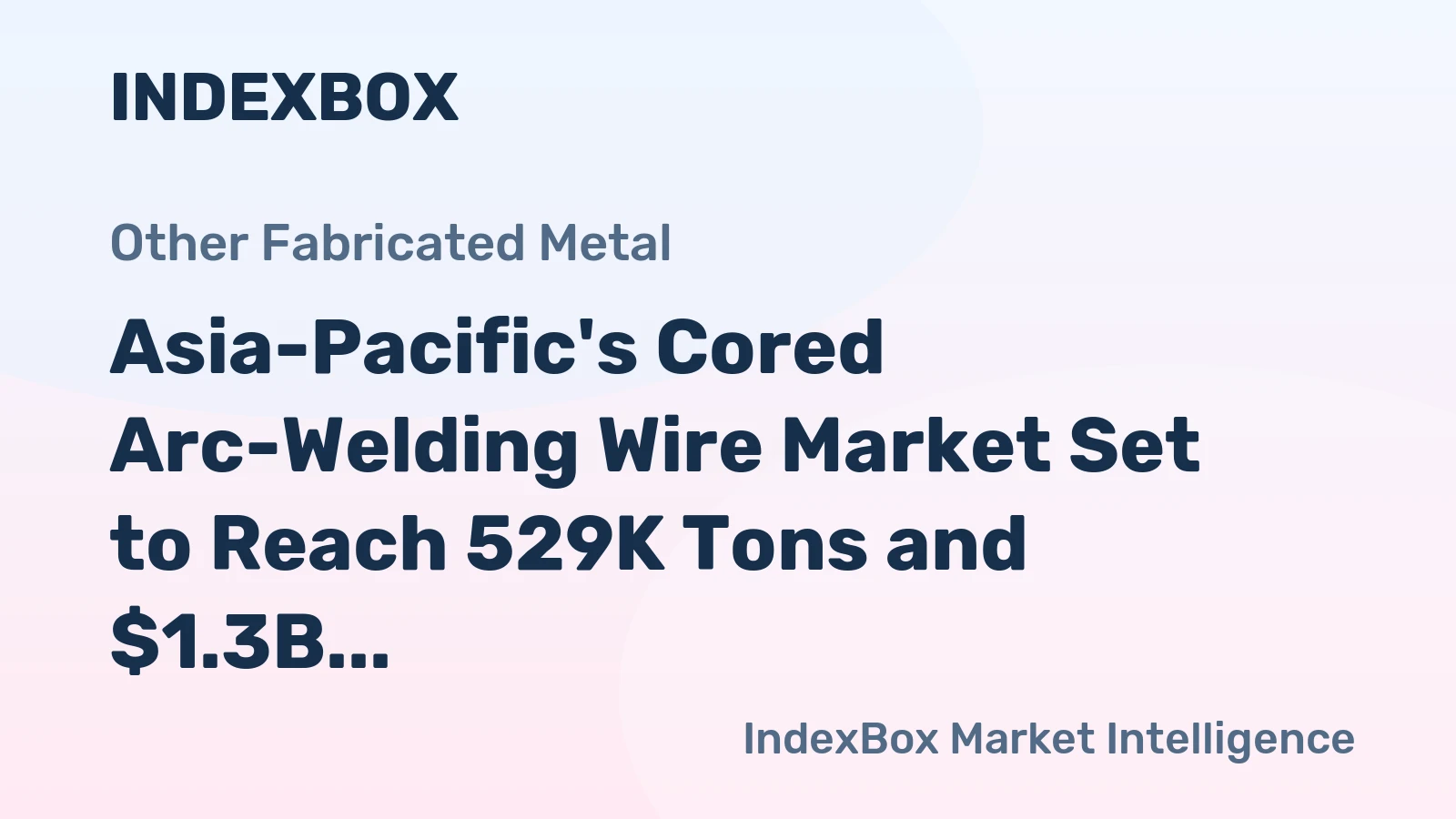 Asia-Pacific's Cored Arc-Welding Wire Market Set to Reach 529K Tons and $1.3B by 2035