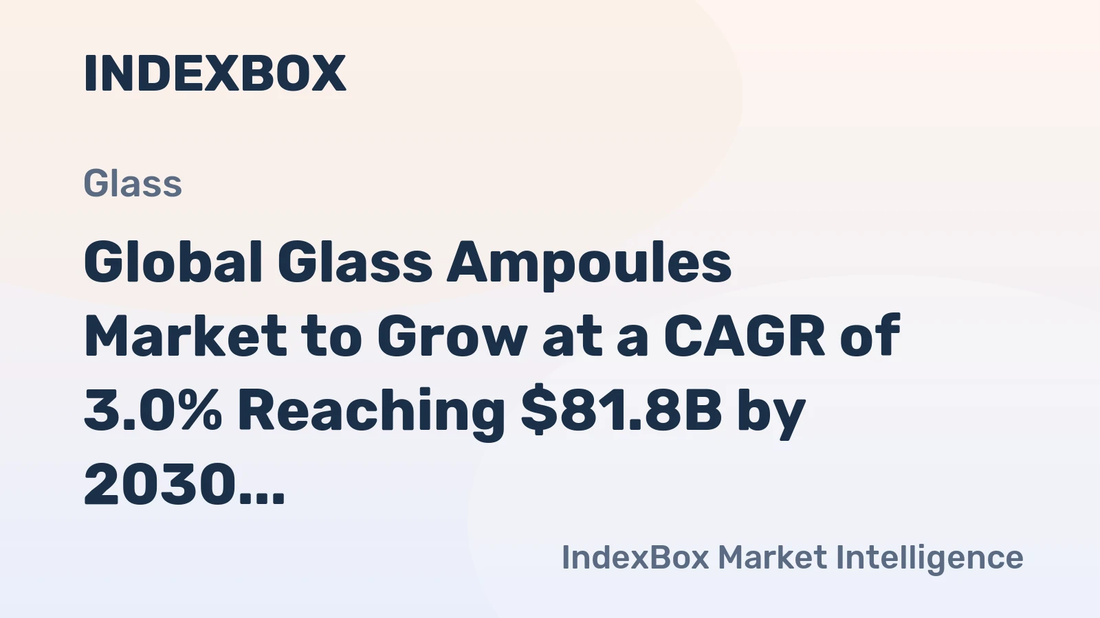 Global Glass Ampoules Market to Grow at a CAGR of 3.0% Reaching $81.8B by 2030