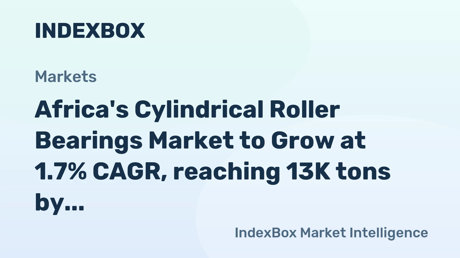 Africa's Cylindrical Roller Bearings Market to Grow at 1.7% CAGR, reaching 13K tons by 2035