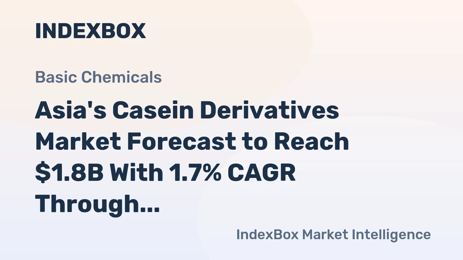Asia's Casein Derivatives Market Forecast to Reach $1.8B With 1.7% CAGR Through 2035