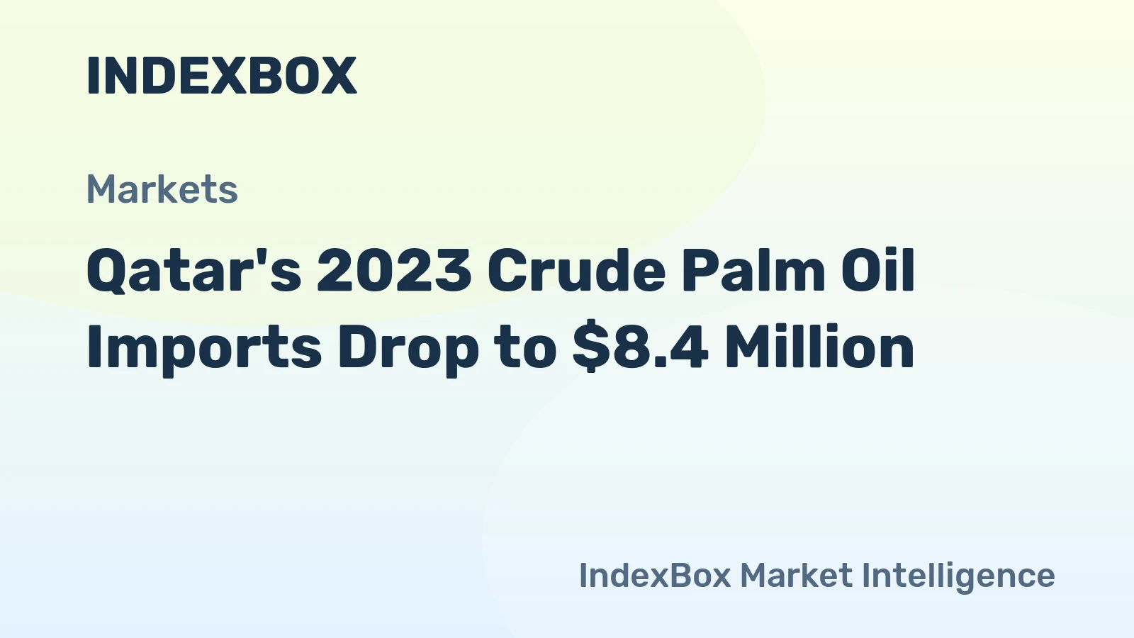 Qatar's 2023 Crude Palm Oil Imports Drop to $8.4 Million