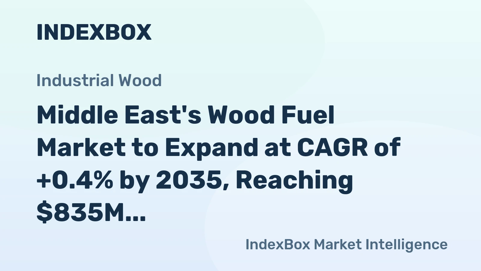 Middle East's Wood Fuel Market to Expand at CAGR of +0.4% by 2035, Reaching $835M