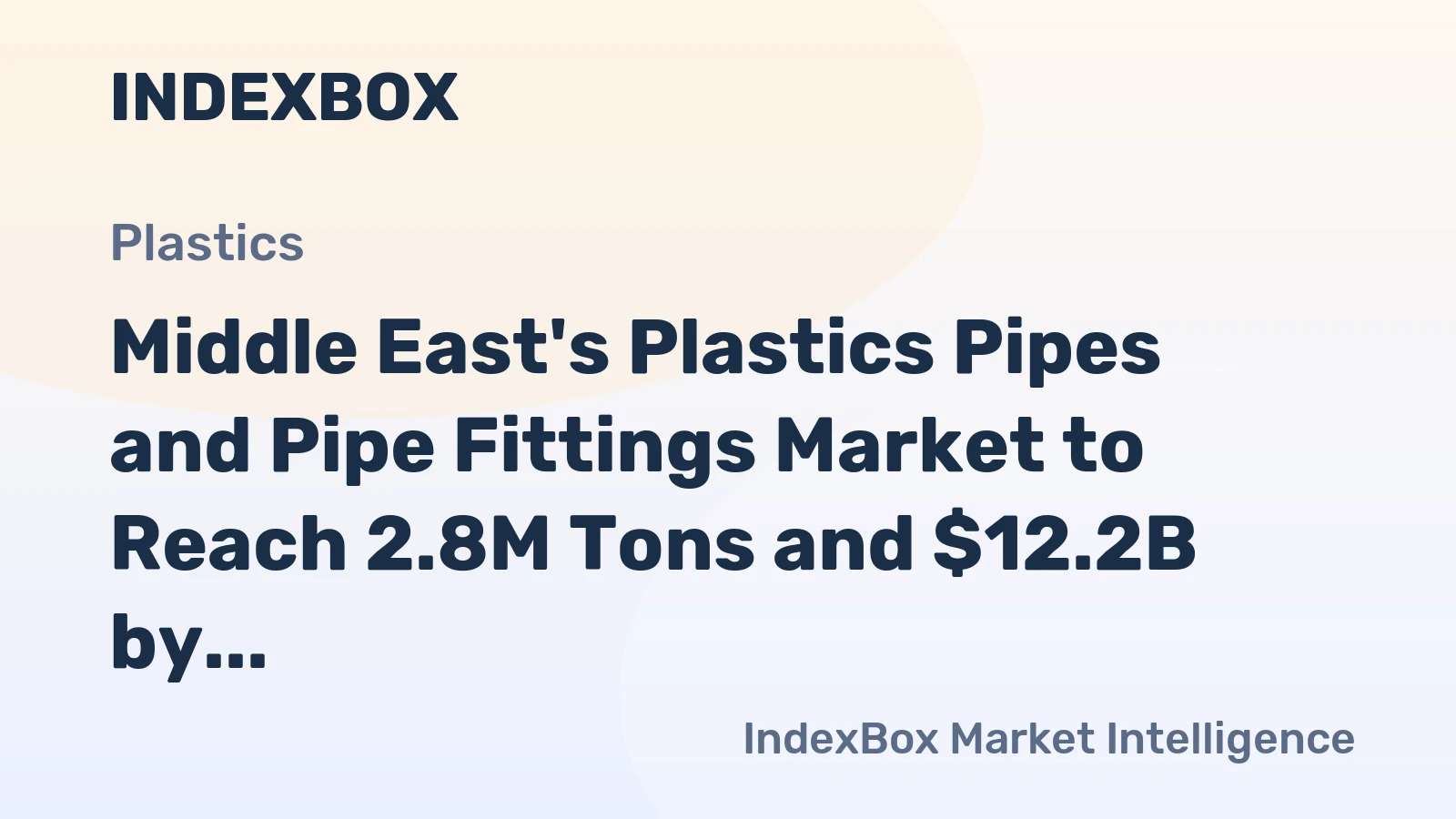 Middle East's Plastics Pipes and Pipe Fittings Market to Reach 2.8M Tons and $12.2B by 2035, Driven by Increasing Demand