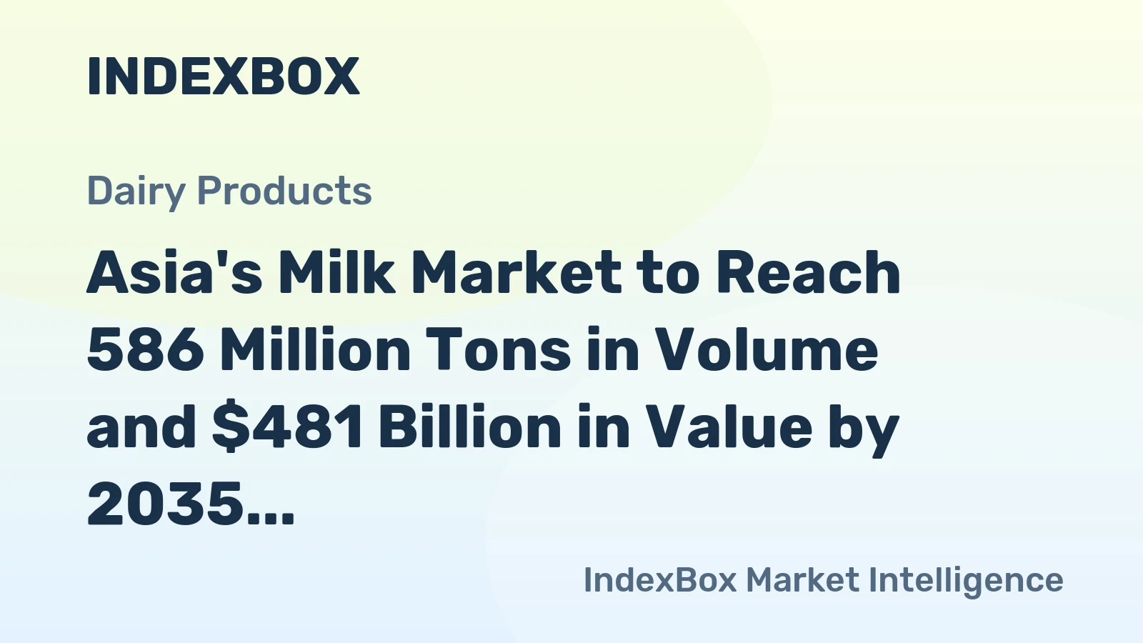 Asia's Milk Market to Reach 586 Million Tons in Volume and $481 Billion in Value by 2035