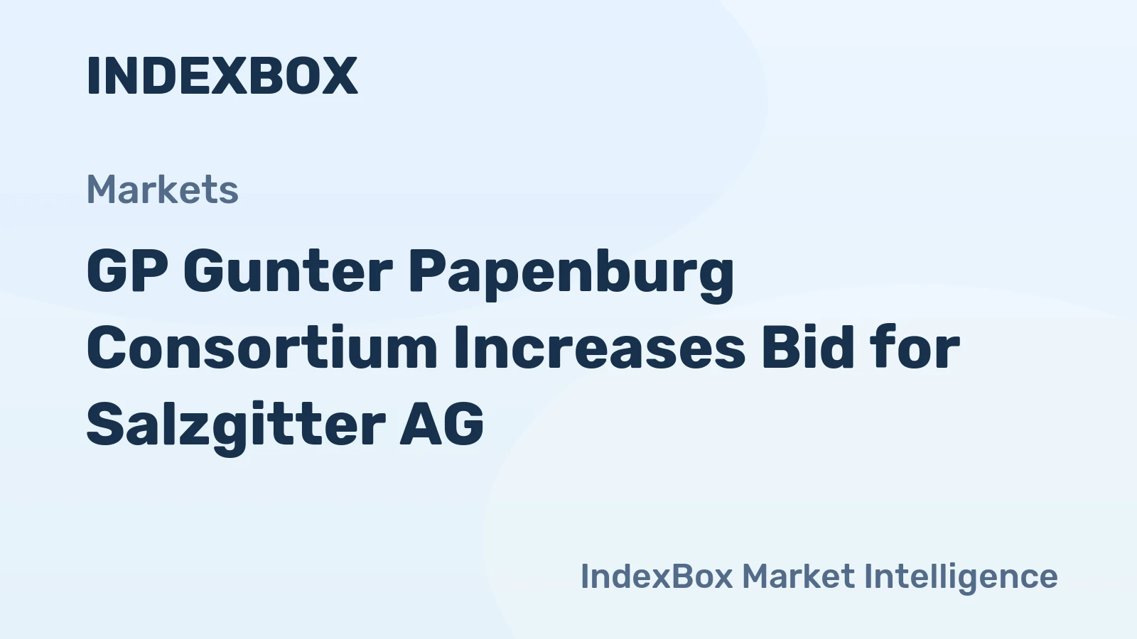 GP Gunter Papenburg Consortium Increases Bid for Salzgitter AG