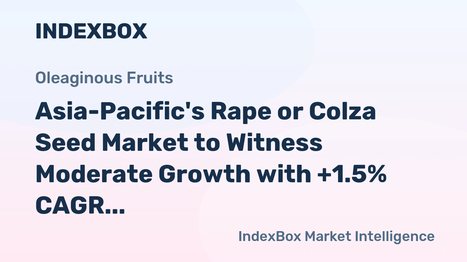 Asia-Pacific's Rape or Colza Seed Market to Witness Moderate Growth with +1.5% CAGR through 2035