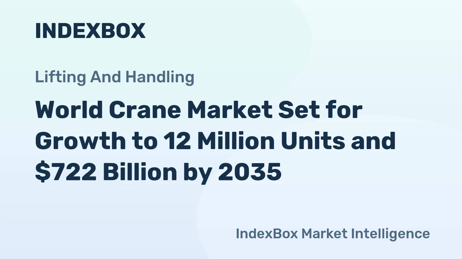 World Crane Market Set for Growth to 12 Million Units and $722 Billion by 2035