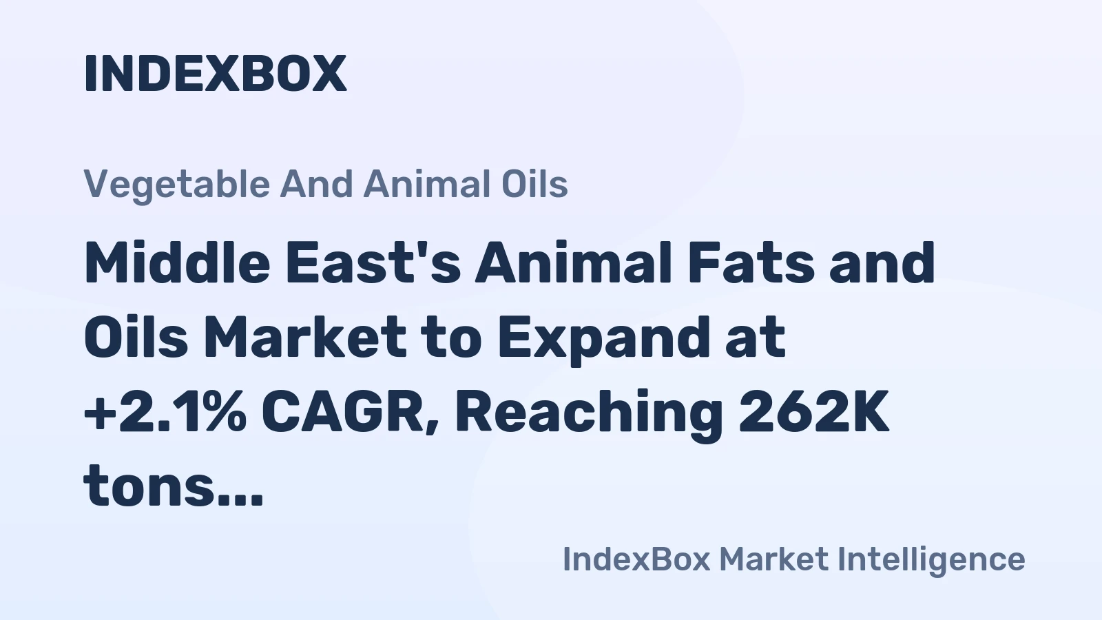 Middle East's Animal Fats and Oils Market to Expand at +2.1% CAGR, Reaching 262K tons by 2035