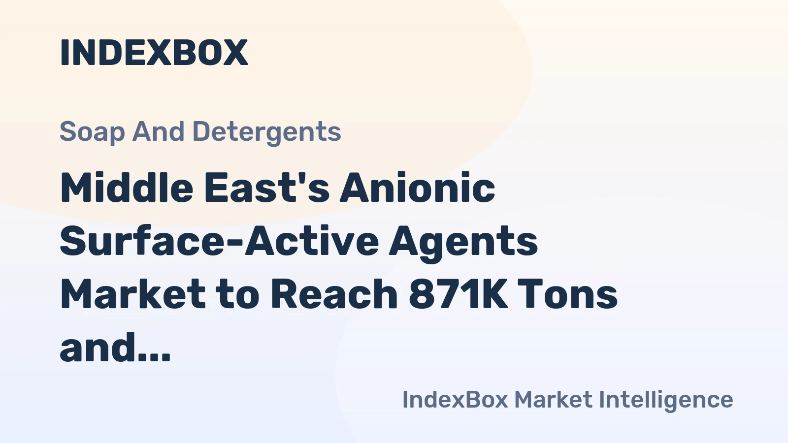 Middle East's Anionic Surface-Active Agents Market to Reach 871K Tons and $1.4B by 2035, with 1.0% and 2.0% CAGR Growth, Respectively
