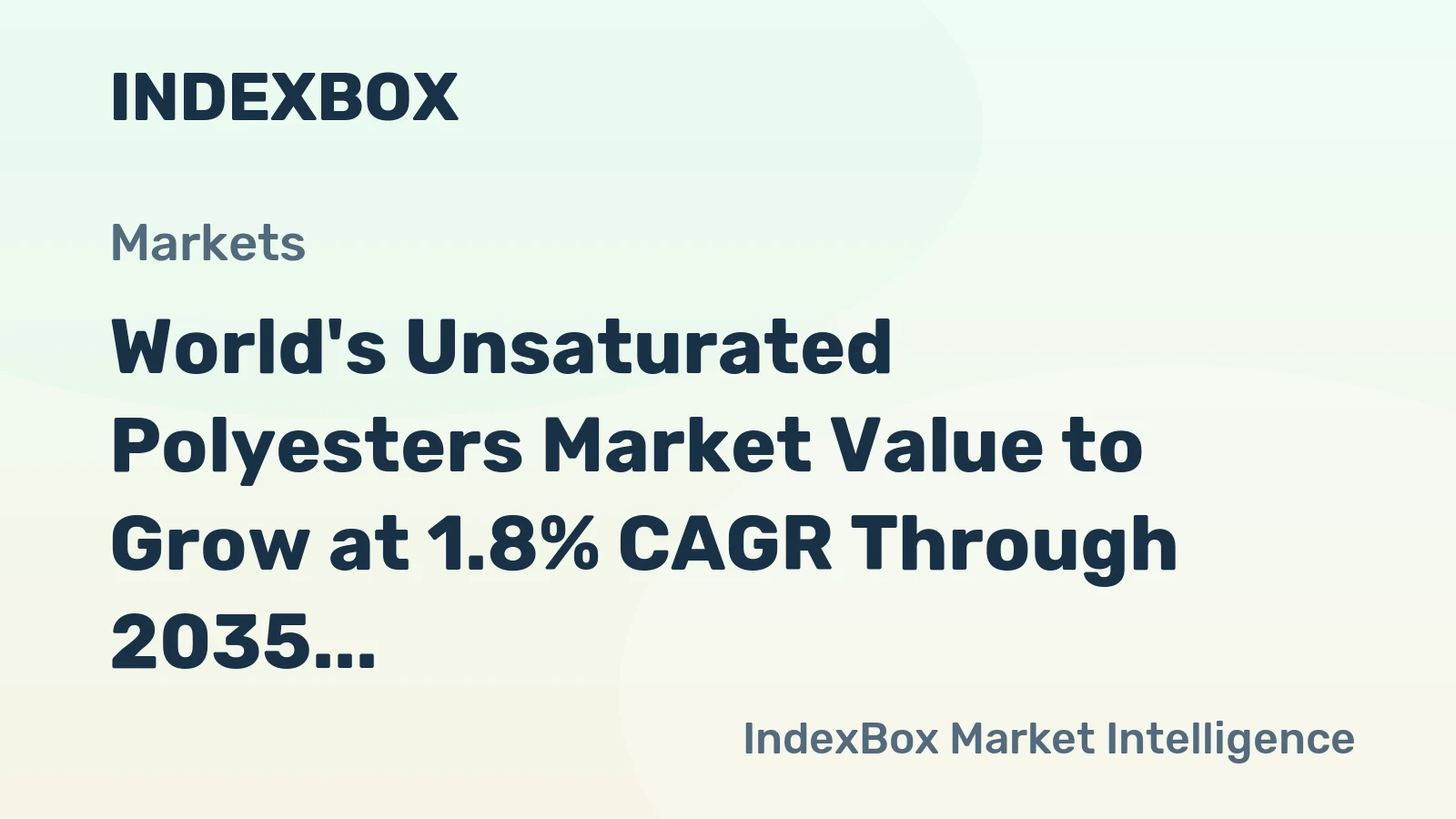 World's Unsaturated Polyesters Market Value to Grow at 1.8% CAGR Through 2035