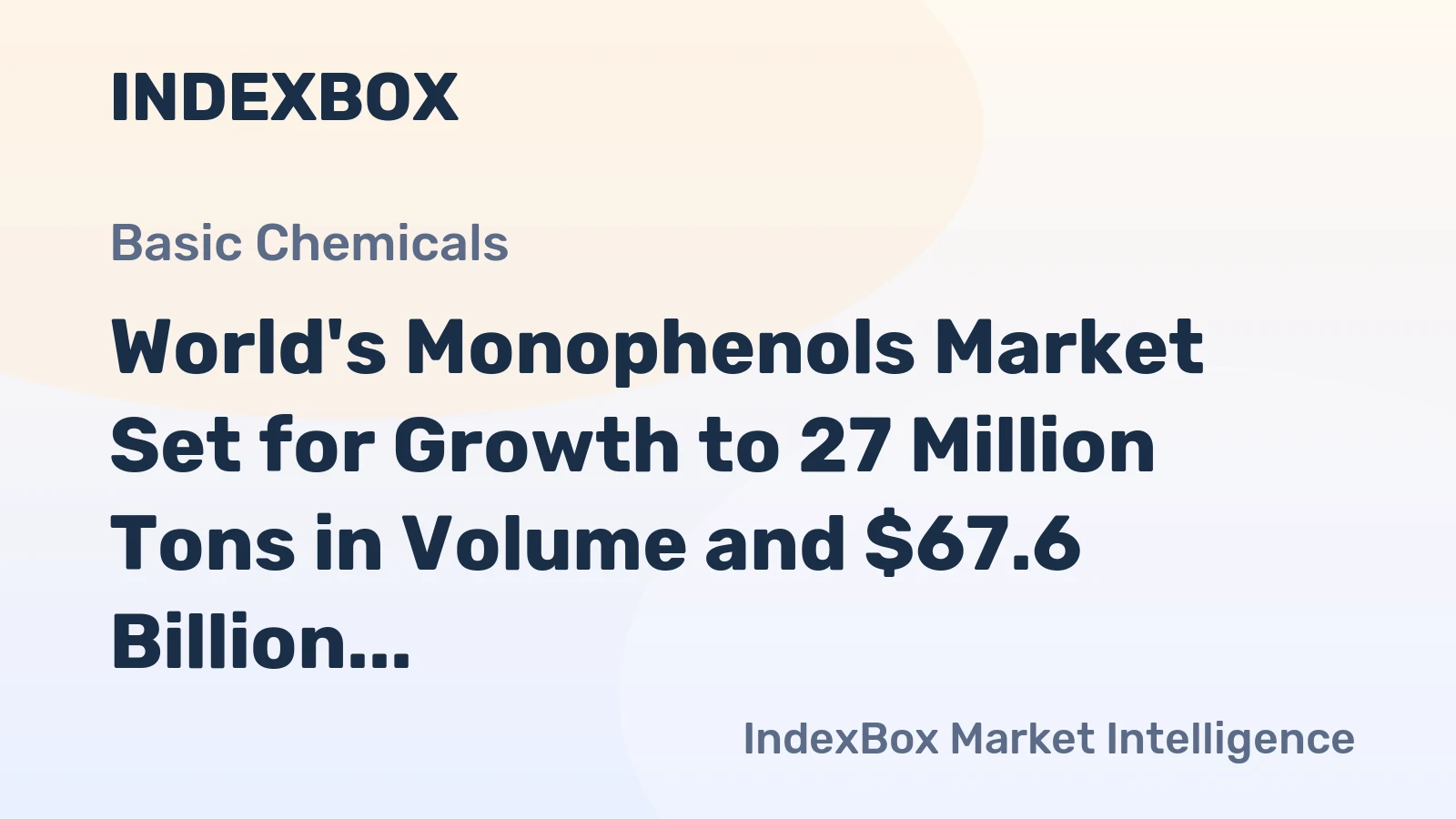 World's Monophenols Market Set for Growth to 27 Million Tons in Volume and $67.6 Billion in Value