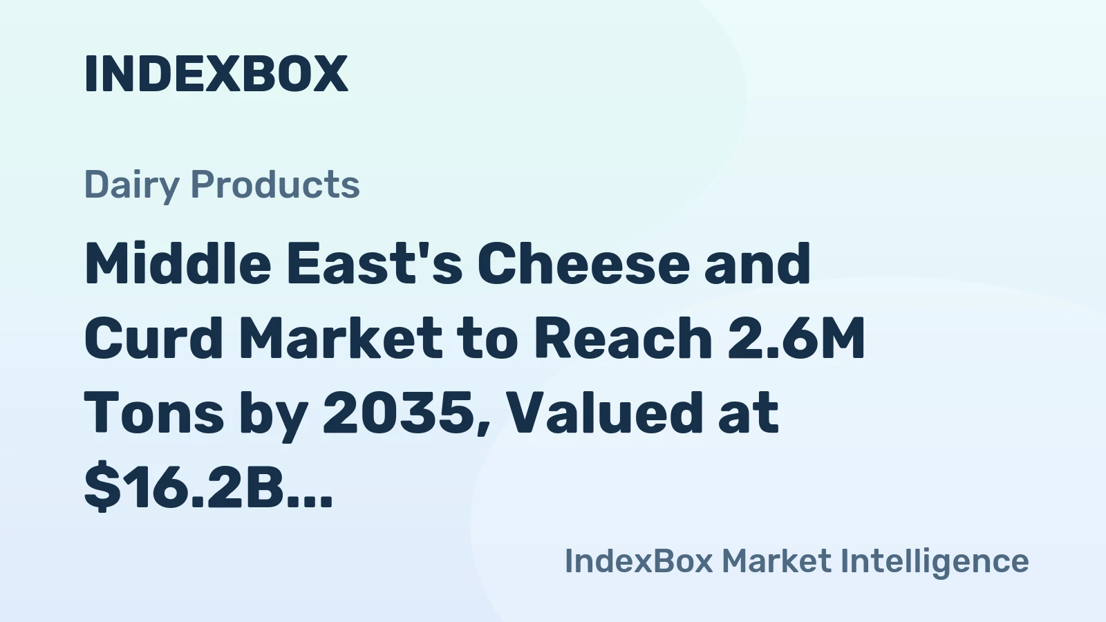 Middle East's Cheese and Curd Market to Reach 2.6M Tons by 2035, Valued at $16.2B