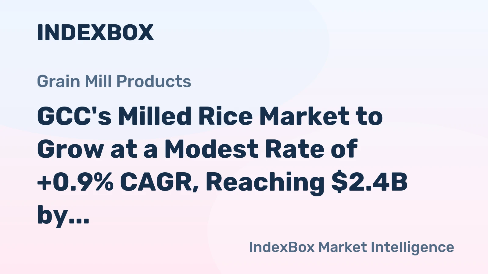 GCC's Milled Rice Market to Grow at a Modest Rate of +0.9% CAGR, Reaching $2.4B by 2035