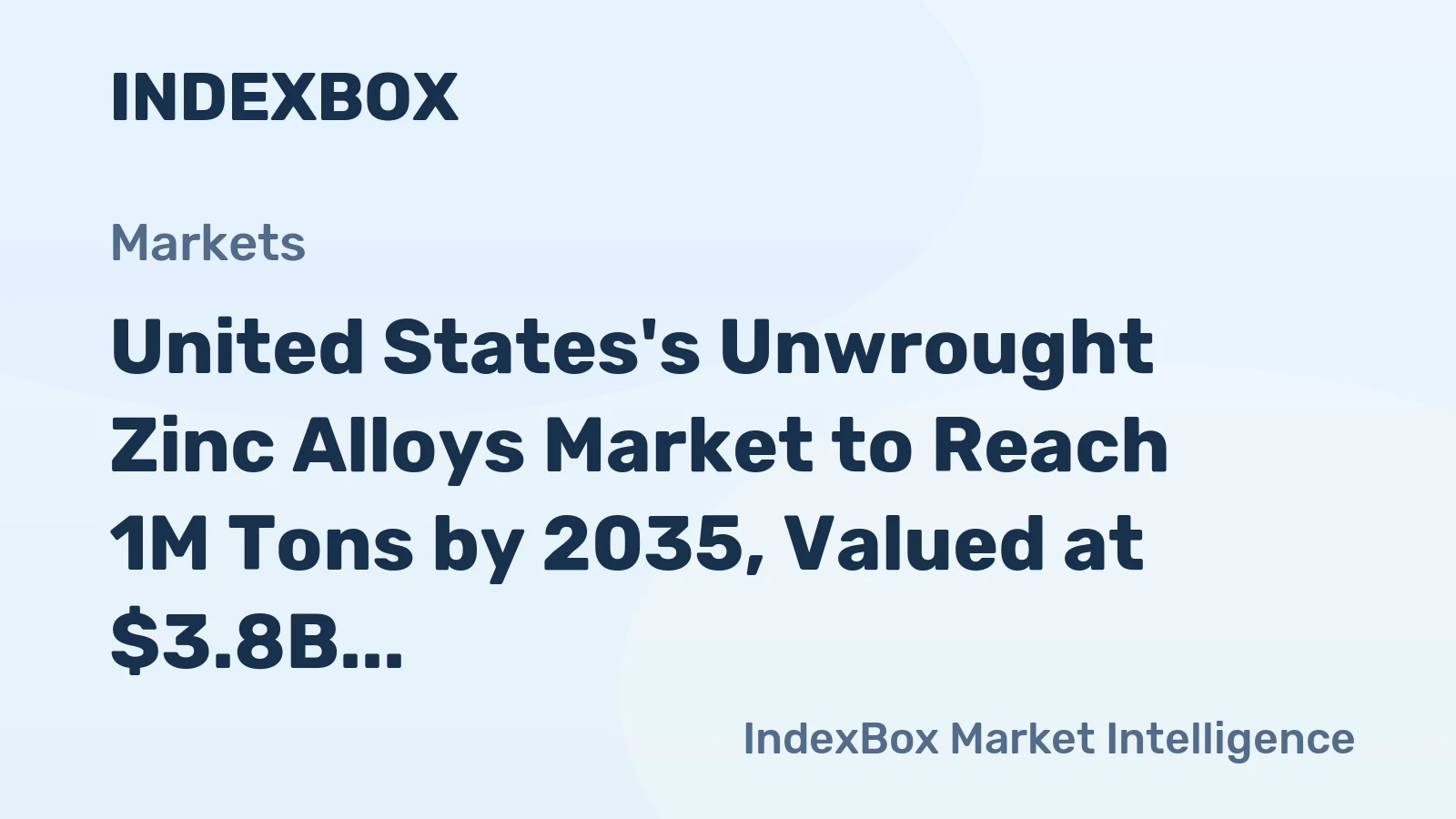 United States's Unwrought Zinc Alloys Market to Reach 1M Tons by 2035, Valued at $3.8B