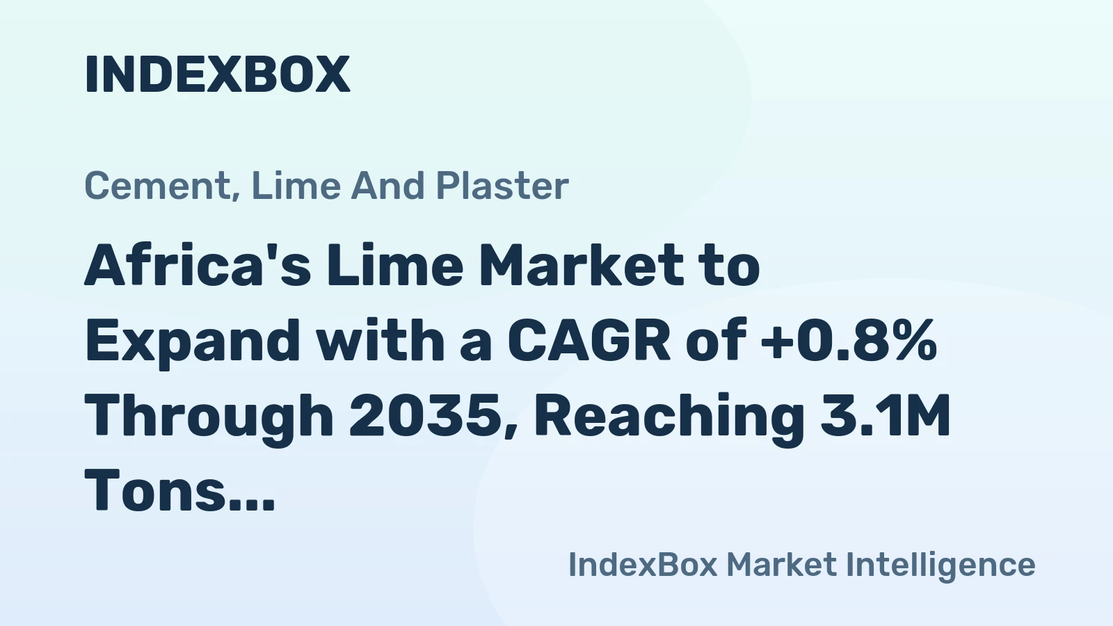 Africa's Lime Market to Expand with a CAGR of +0.8% Through 2035, Reaching 3.1M Tons