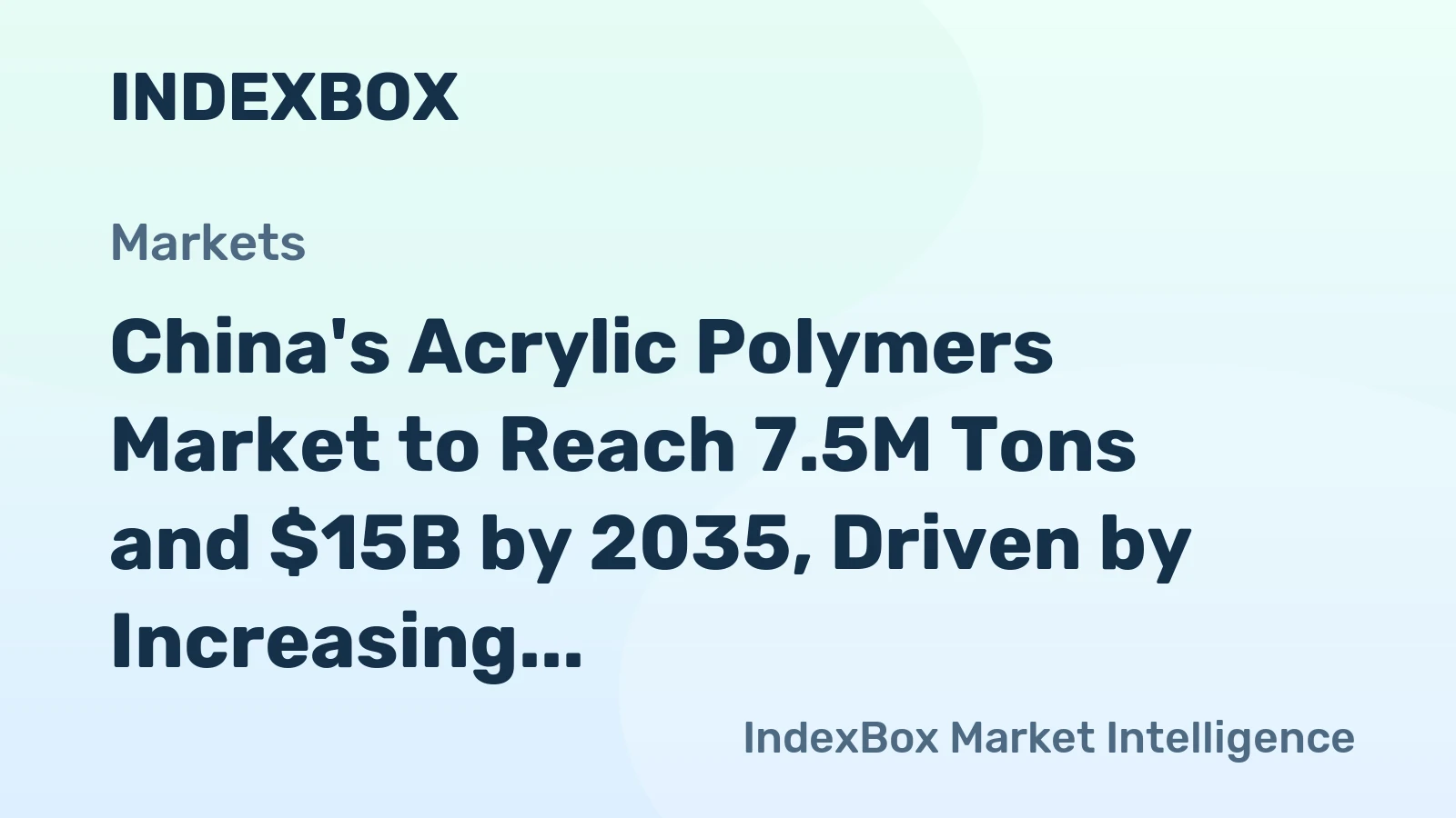 China's Acrylic Polymers Market to Reach 7.5M Tons and $15B by 2035, Driven by Increasing Demand