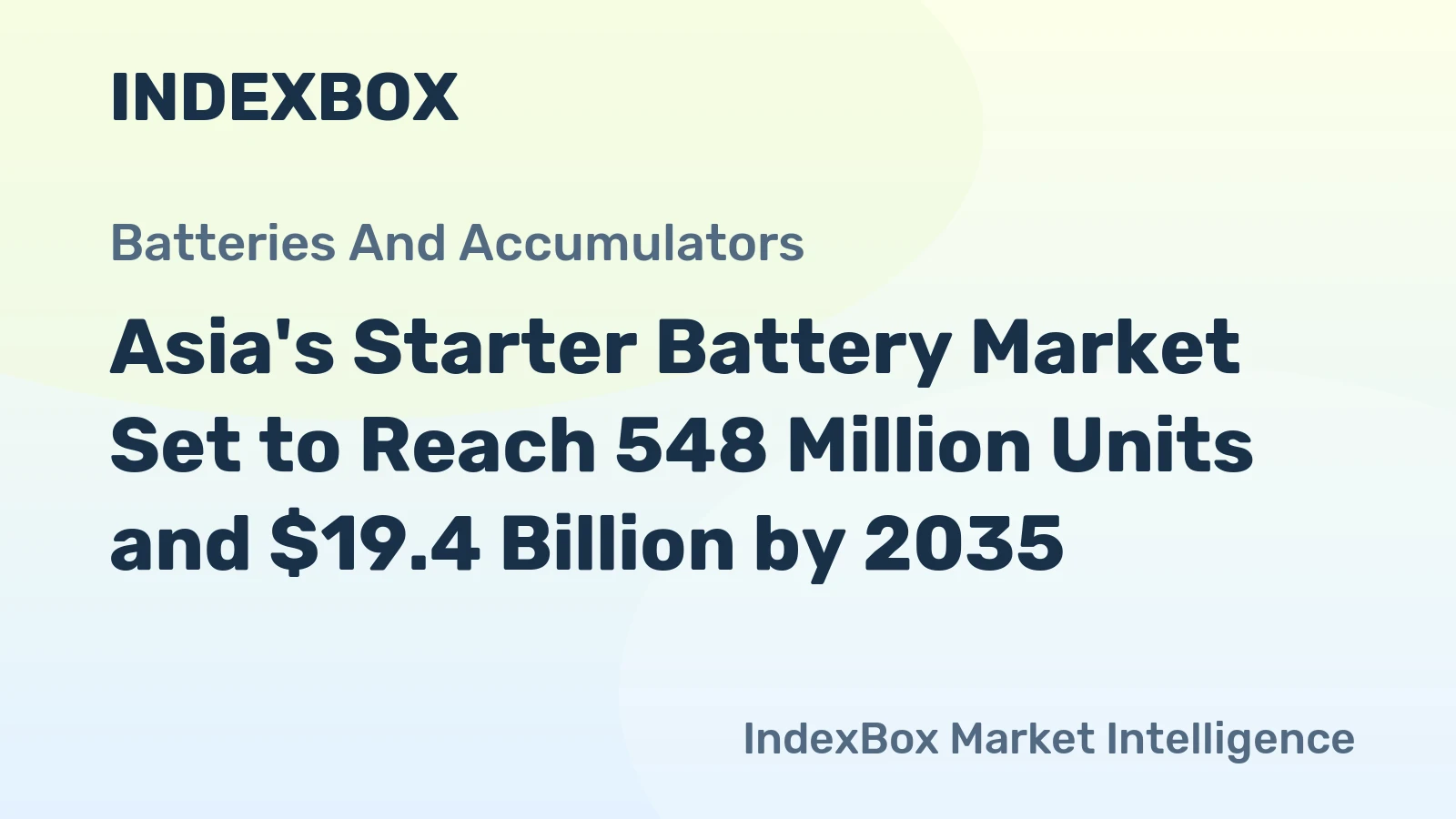 Asia's Starter Battery Market Set to Reach 548 Million Units and $19.4 Billion by 2035