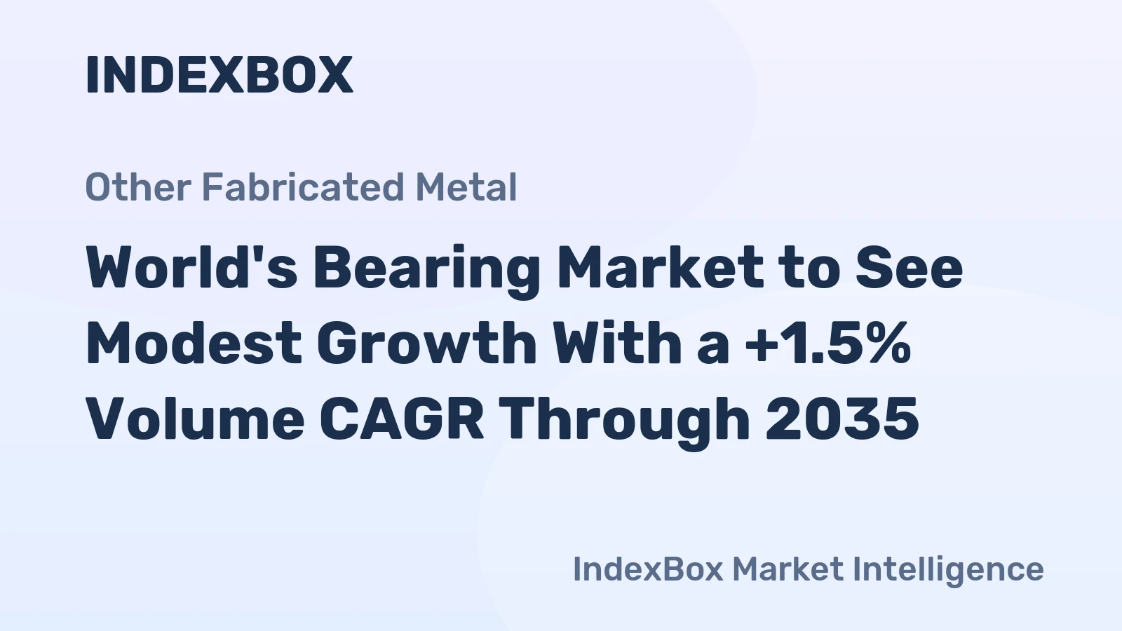 World's Bearing Market to See Modest Growth With a +1.5% Volume CAGR Through 2035