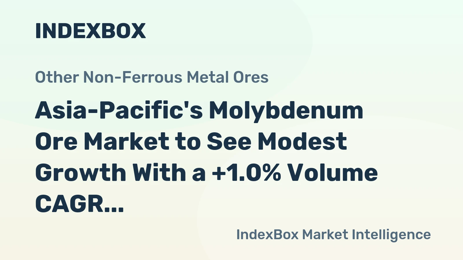 Asia-Pacific's Molybdenum Ore Market to See Modest Growth With a +1.0% Volume CAGR Through 2035