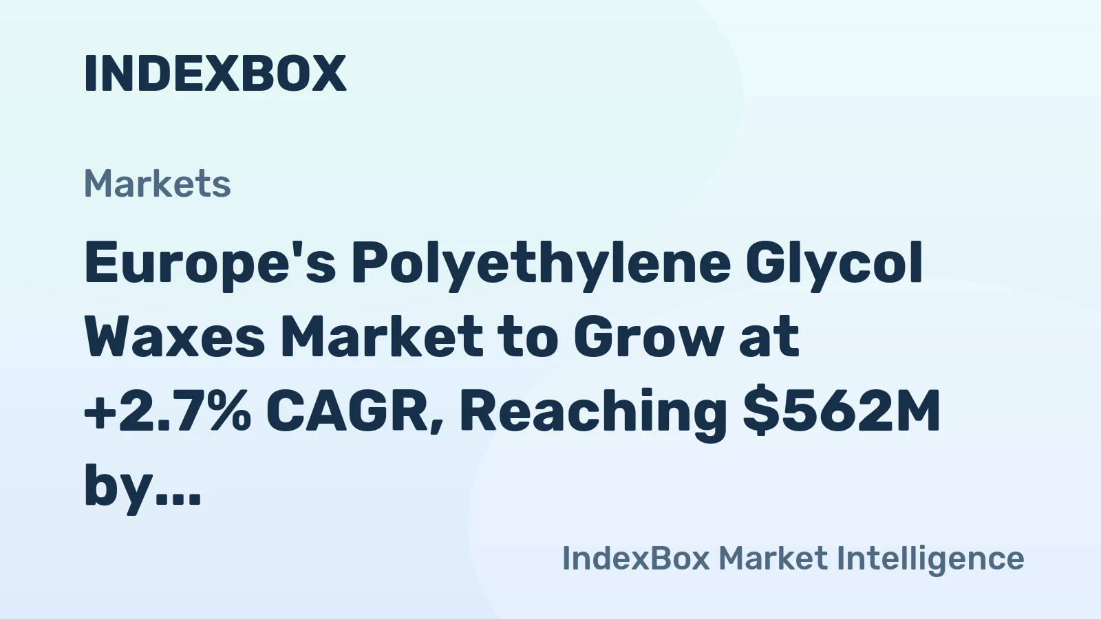 Europe's Polyethylene Glycol Waxes Market to Grow at +2.7% CAGR, Reaching $562M by 2035