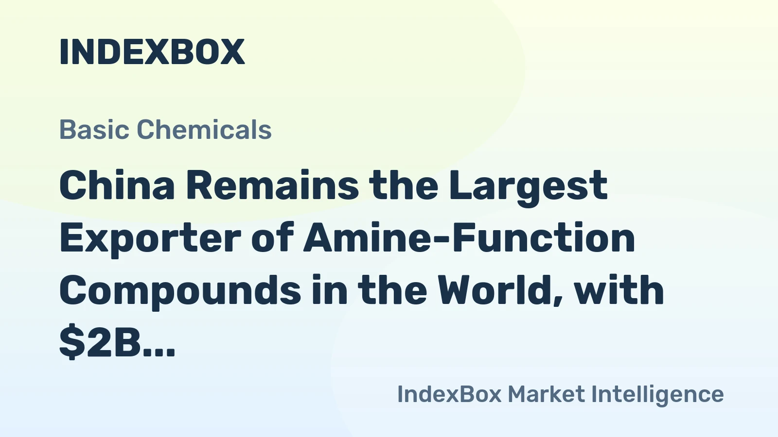 China Remains the Largest Exporter of Amine-Function Compounds in the World, with $2B in 2014