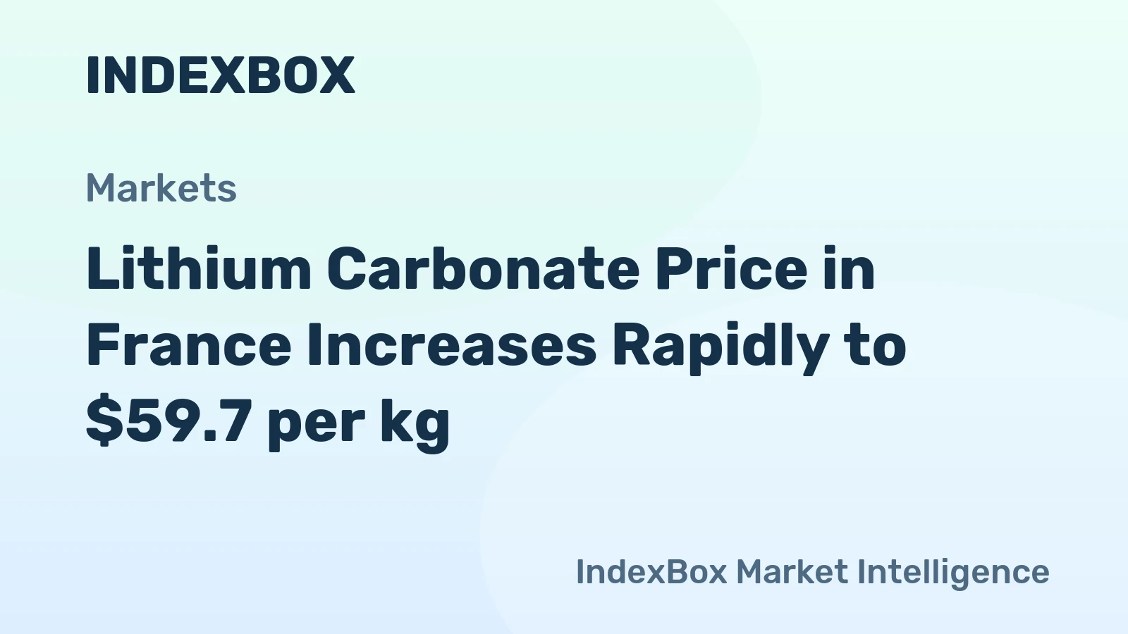 Lithium Carbonate Price in France Increases Rapidly to $59.7 per kg