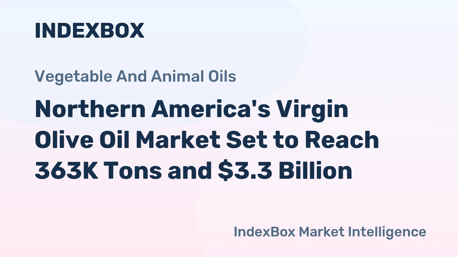 Northern America's Virgin Olive Oil Market Set to Reach 363K Tons and $3.3 Billion