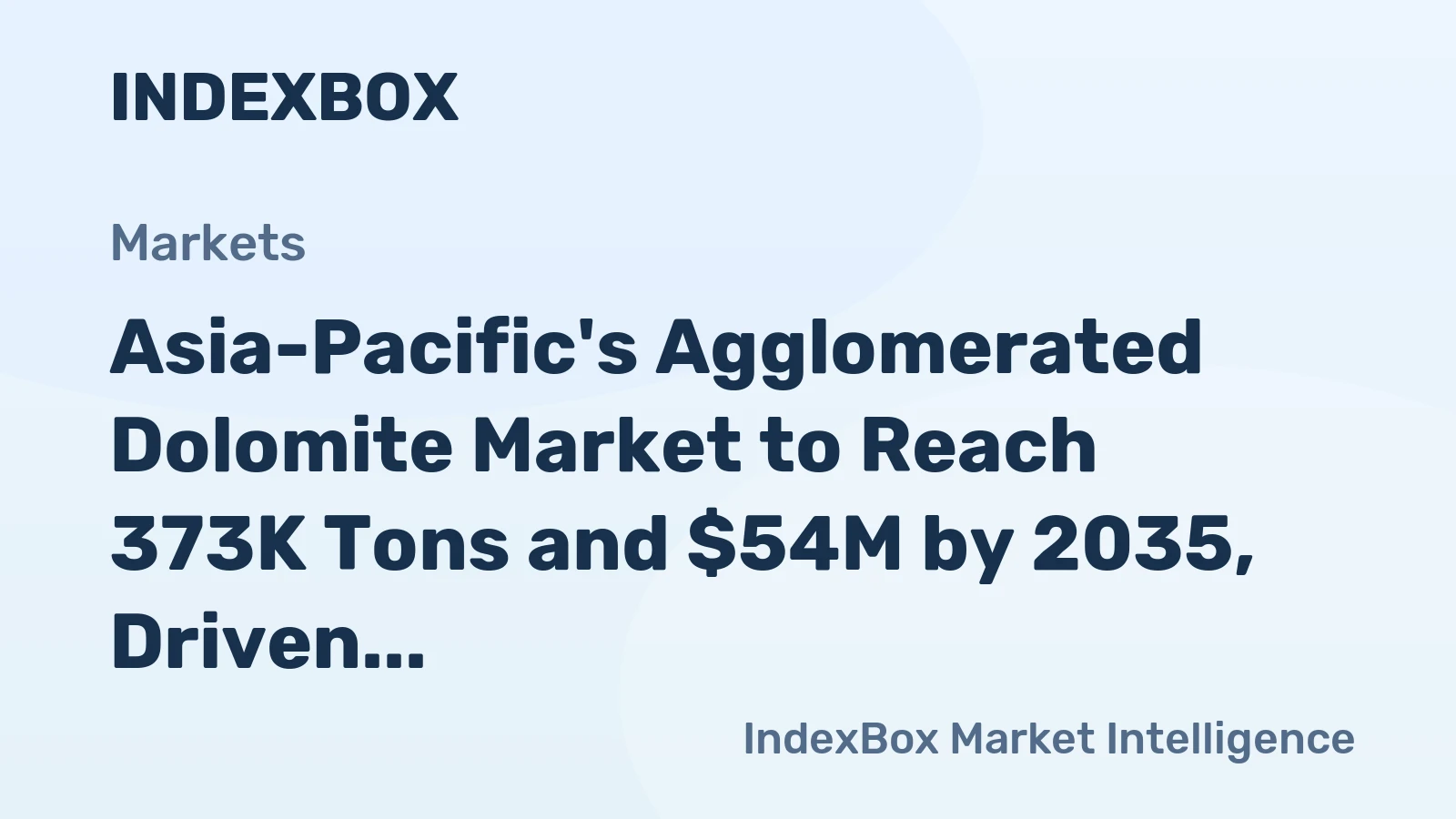 Asia-Pacific's Agglomerated Dolomite Market to Reach 373K Tons and $54M by 2035, Driven by Increasing Demand