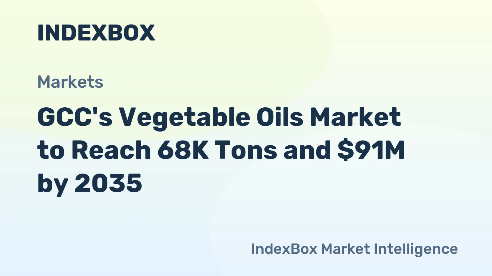GCC's Vegetable Oils Market to Reach 68K Tons and $91M by 2035