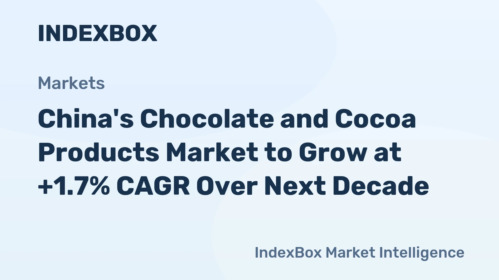 China's Chocolate and Cocoa Products Market to Grow at +1.7% CAGR Over Next Decade