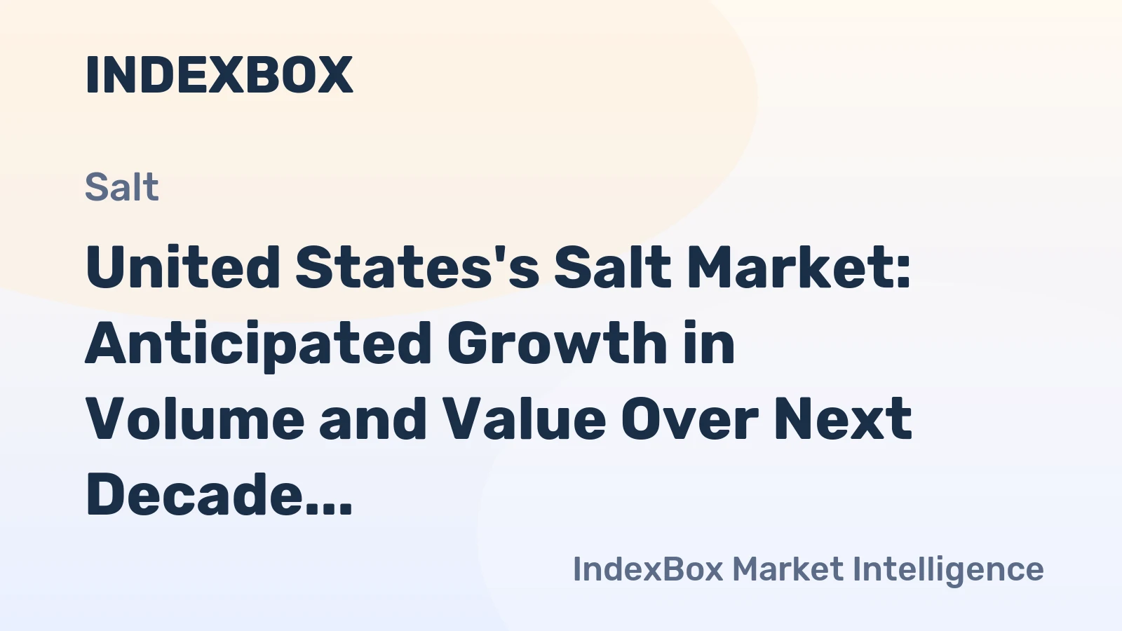United States's Salt Market: Anticipated Growth in Volume and Value Over Next Decade