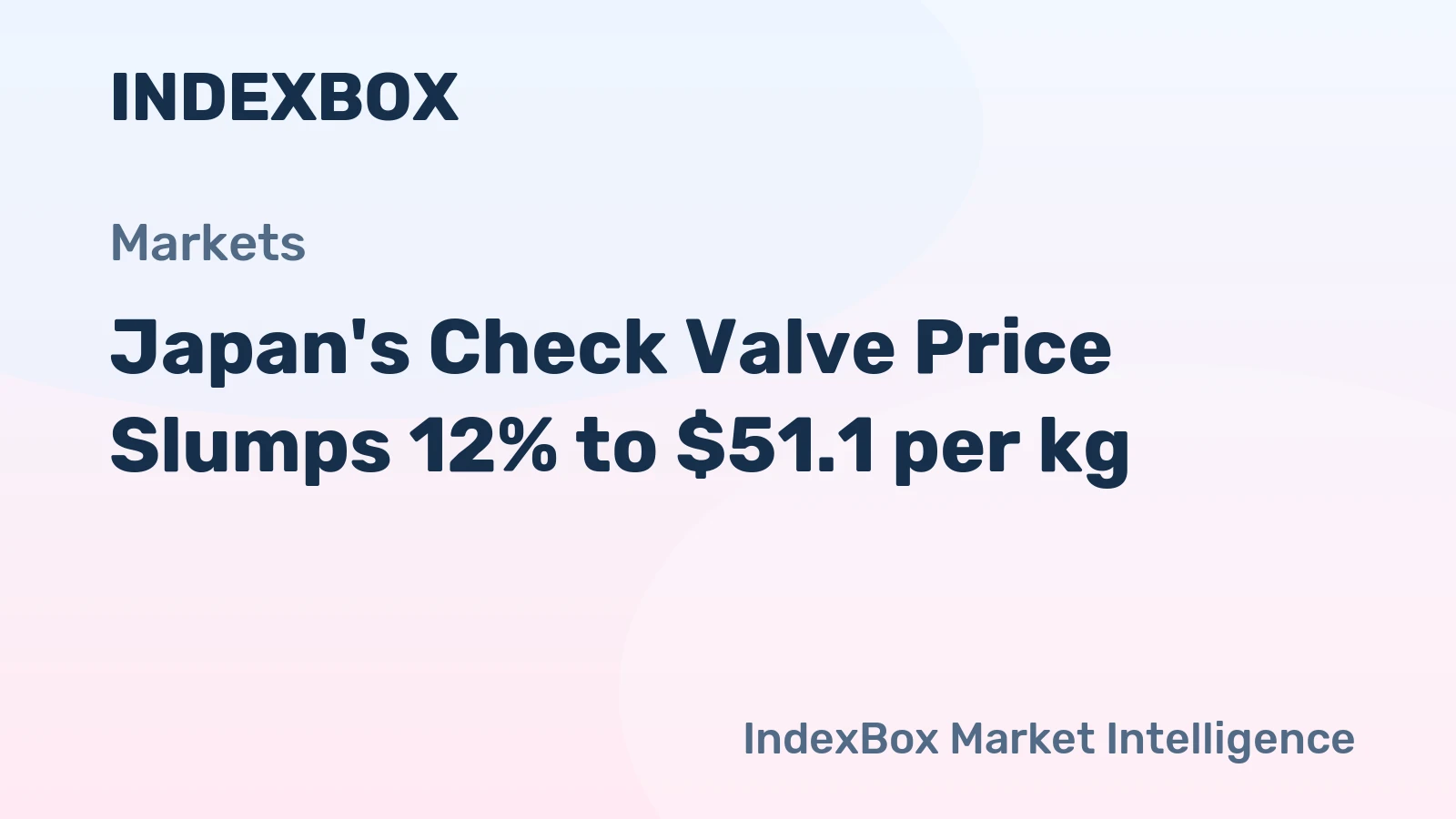 Japan's Check Valve Price Slumps 12% to $51.1 per kg