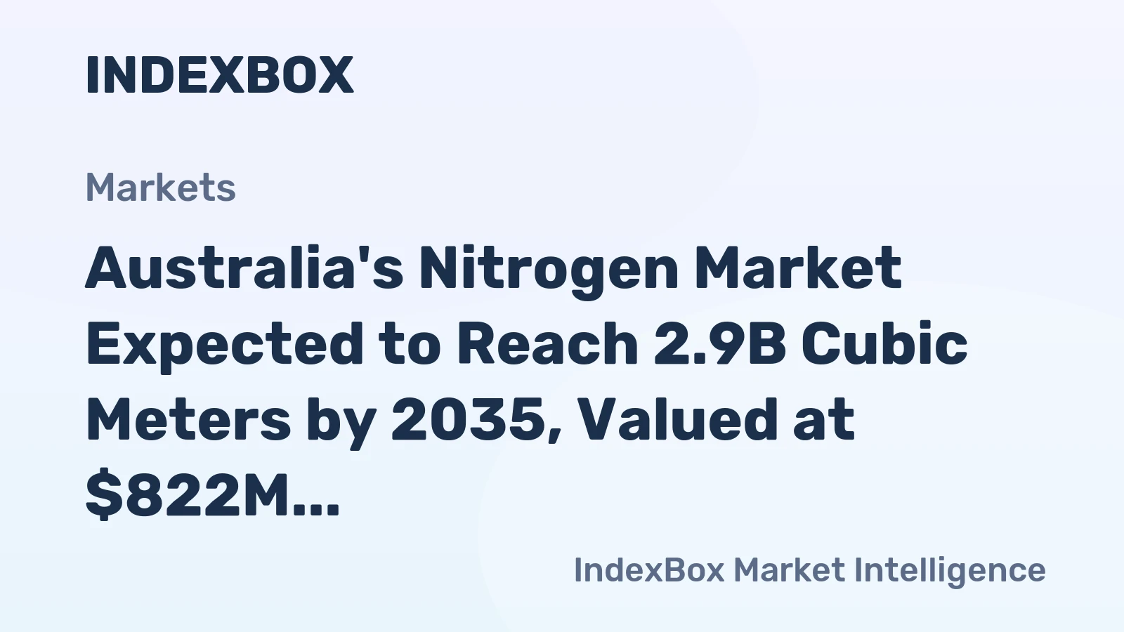 Australia's Nitrogen Market Expected to Reach 2.9B Cubic Meters by 2035, Valued at $822M