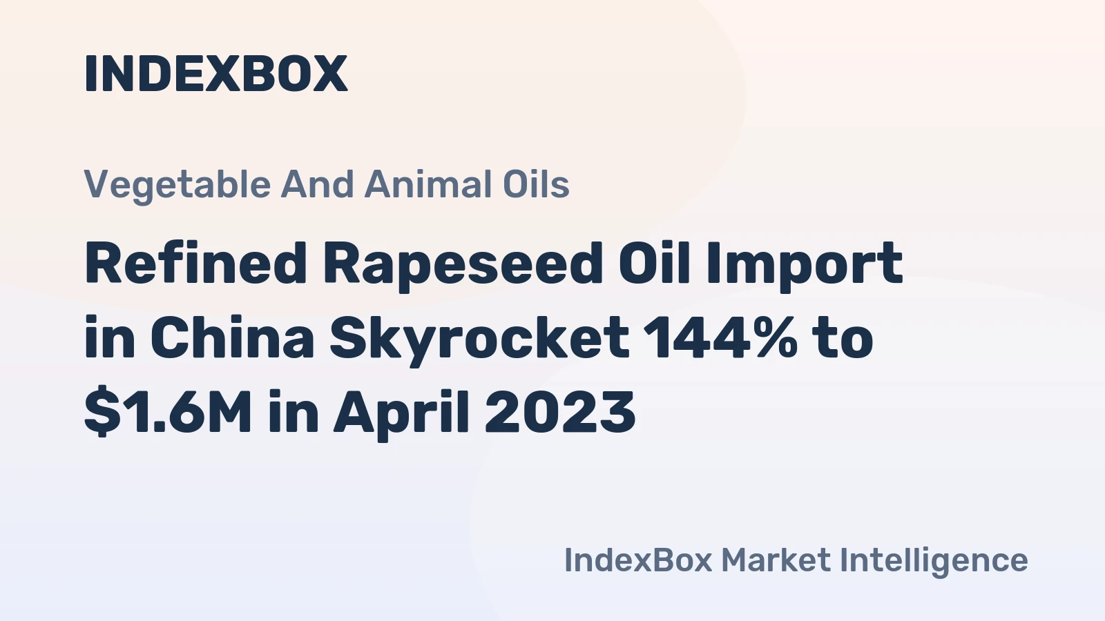 Refined Rapeseed Oil Import in China Skyrocket 144% to $1.6M in April 2023
