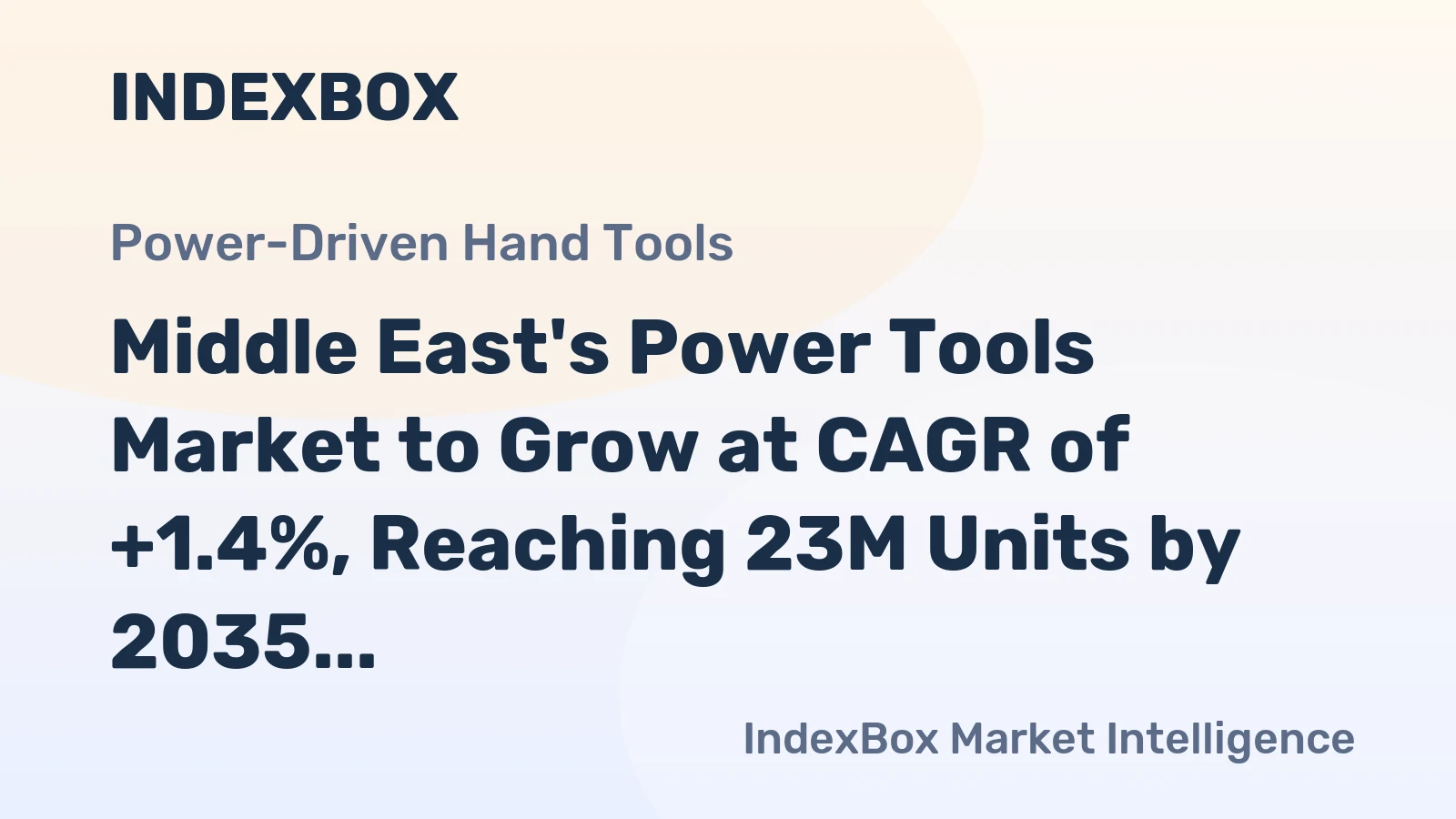 Middle East's Power Tools Market to Grow at CAGR of +1.4%, Reaching 23M Units by 2035