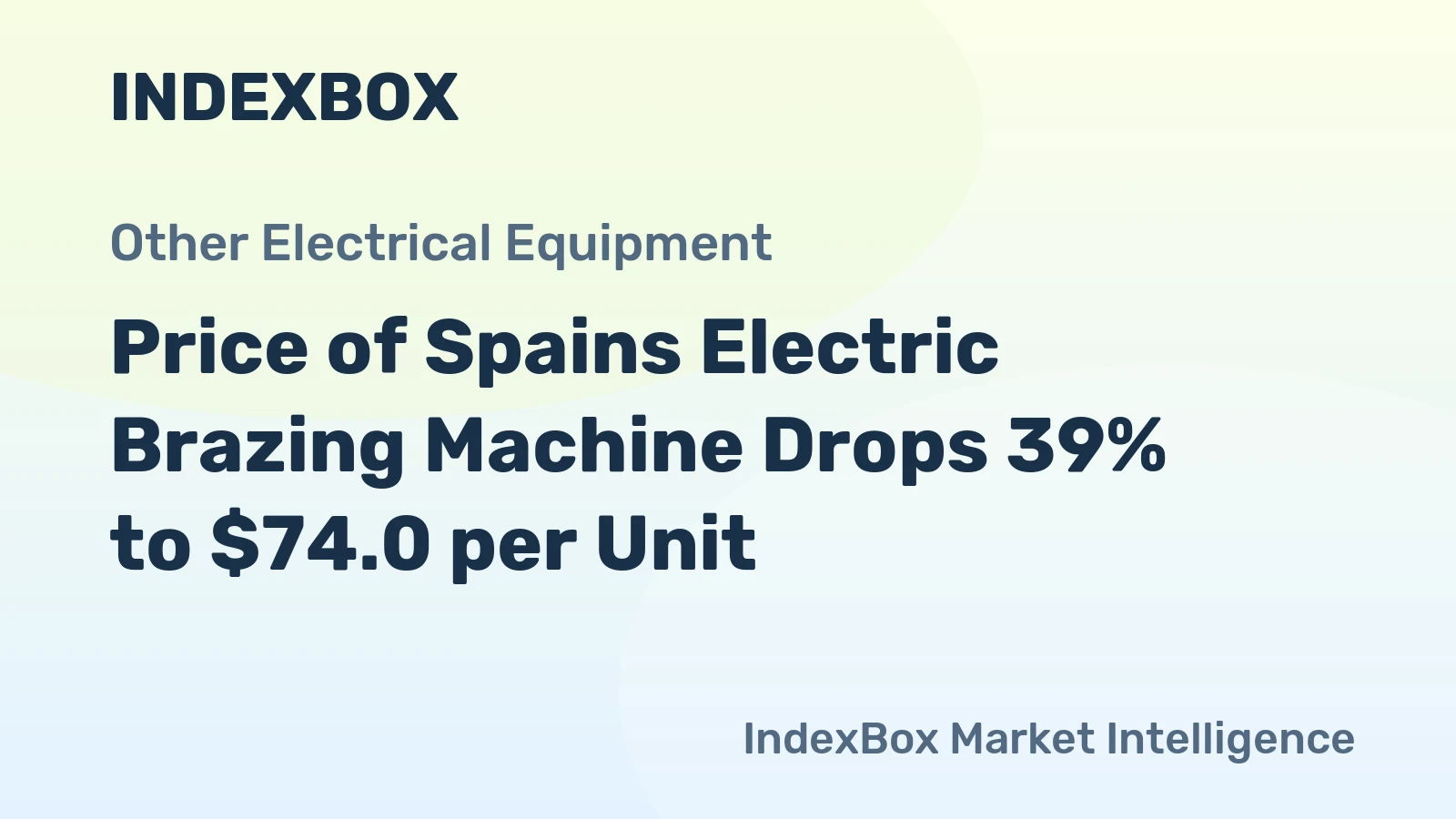 Price of Spains Electric Brazing Machine Drops 39% to $74.0 per Unit