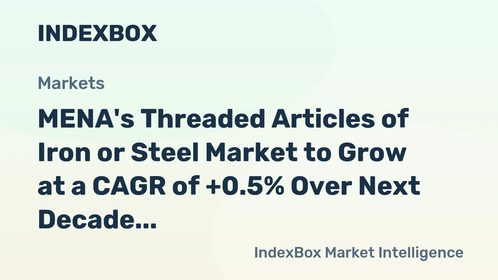 MENA's Threaded Articles of Iron or Steel Market to Grow at a CAGR of +0.5% Over Next Decade