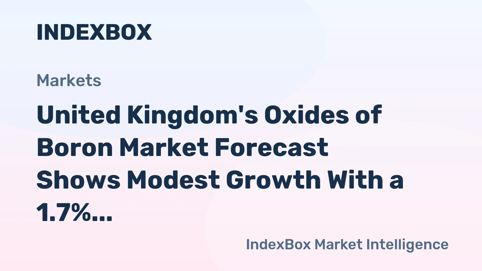 United Kingdom's Oxides of Boron Market Forecast Shows Modest Growth With a 1.7% Value CAGR