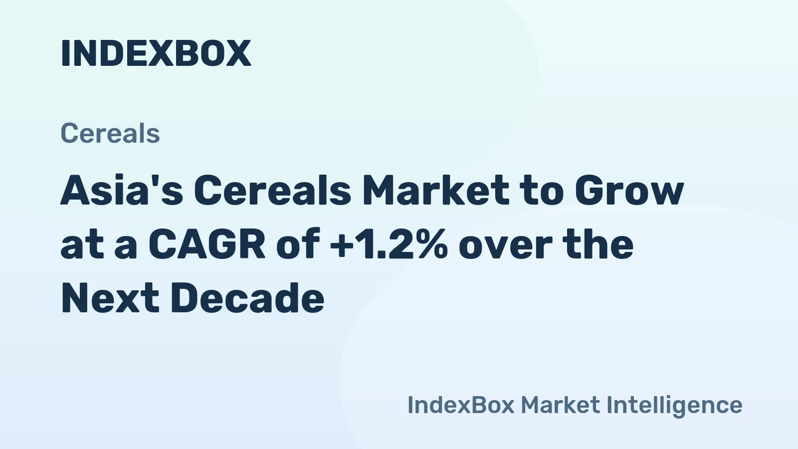 Asia's Cereals Market to Grow at a CAGR of +1.2% over the Next Decade