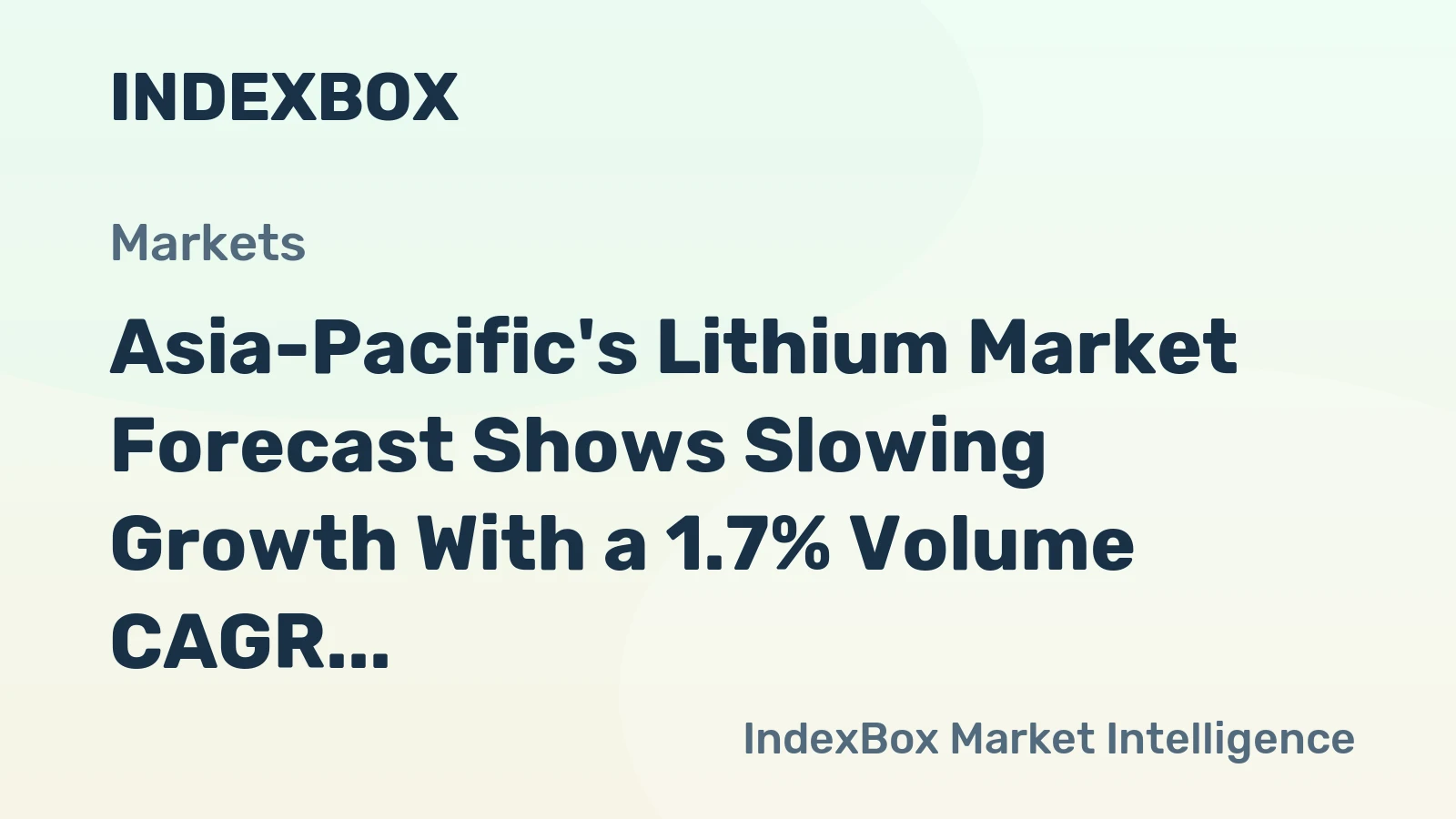 Asia-Pacific's Lithium Market Forecast Shows Slowing Growth With a 1.7% Volume CAGR Through 2035
