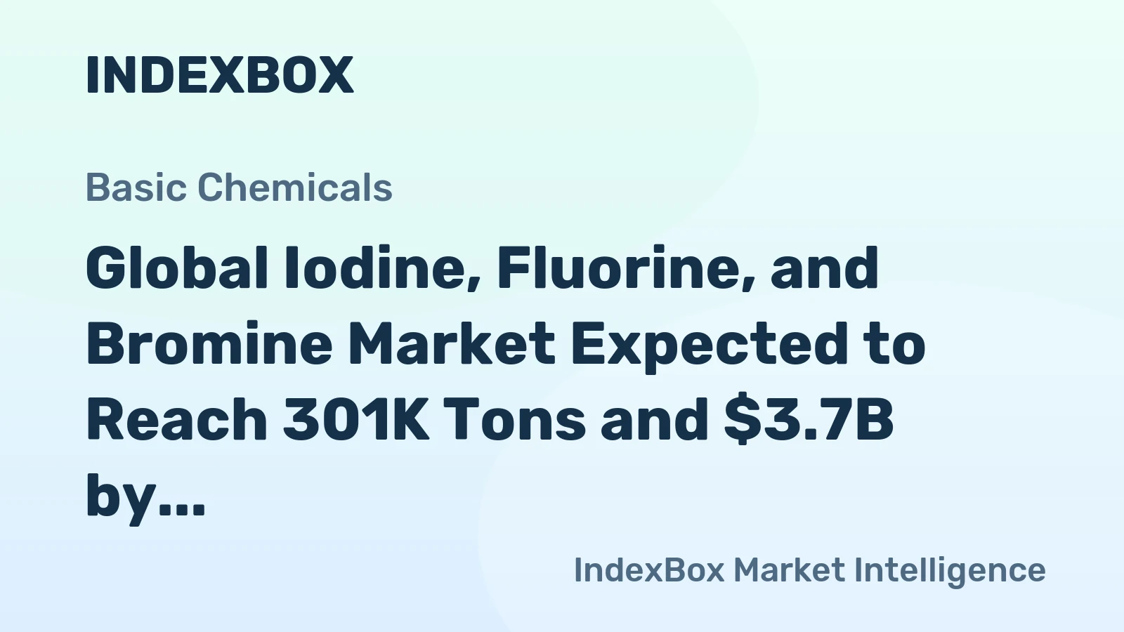 Global Iodine, Fluorine, and Bromine Market Expected to Reach 301K Tons and $3.7B by 2035