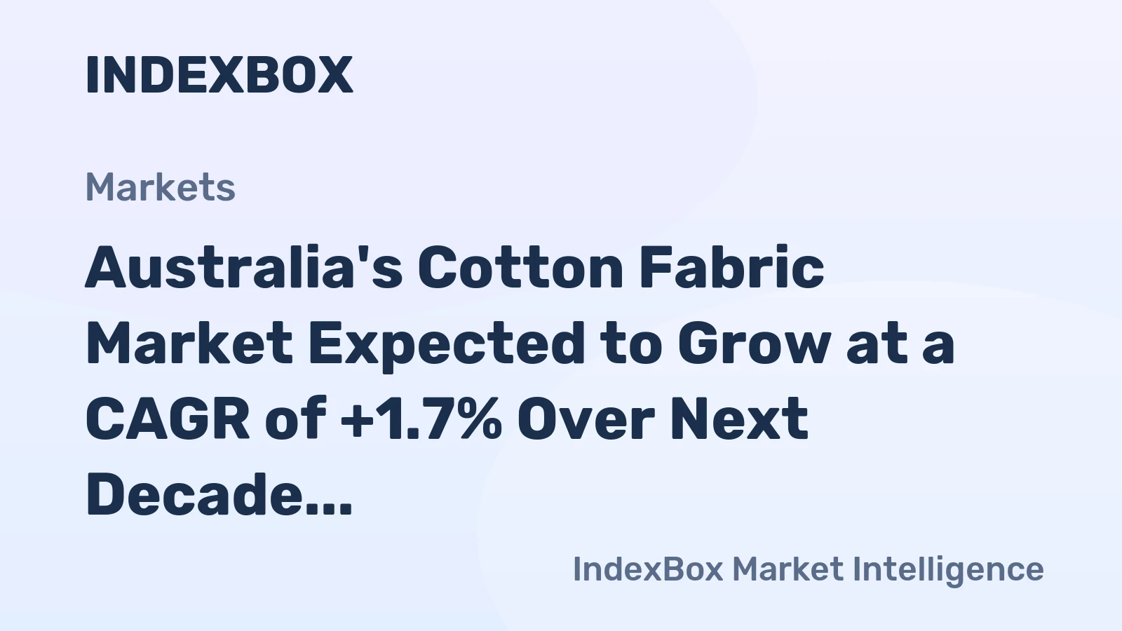 Australia's Cotton Fabric Market Expected to Grow at a CAGR of +1.7% Over Next Decade