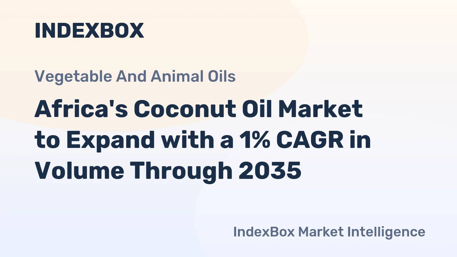Africa's Coconut Oil Market to Expand with a 1% CAGR in Volume Through 2035