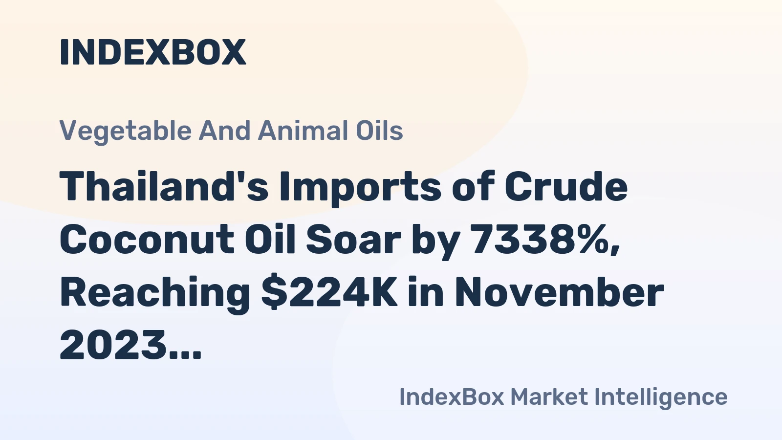 Thailand's Imports of Crude Coconut Oil Soar by 7338%, Reaching $224K in November 2023