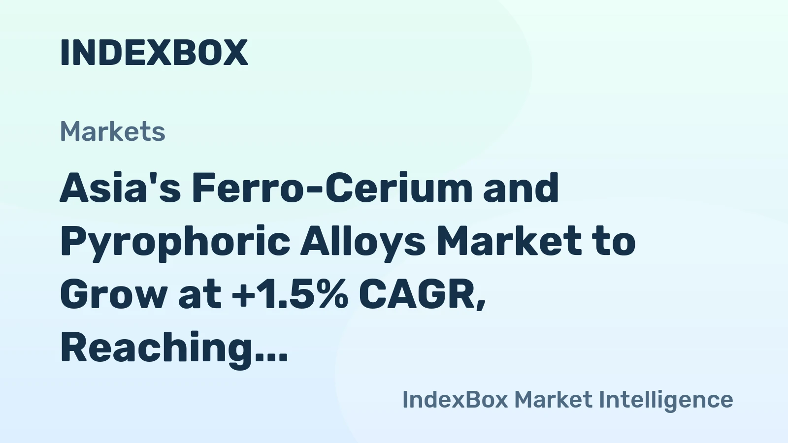 Asia's Ferro-Cerium and Pyrophoric Alloys Market to Grow at +1.5% CAGR, Reaching 1.1M Tons by 2035