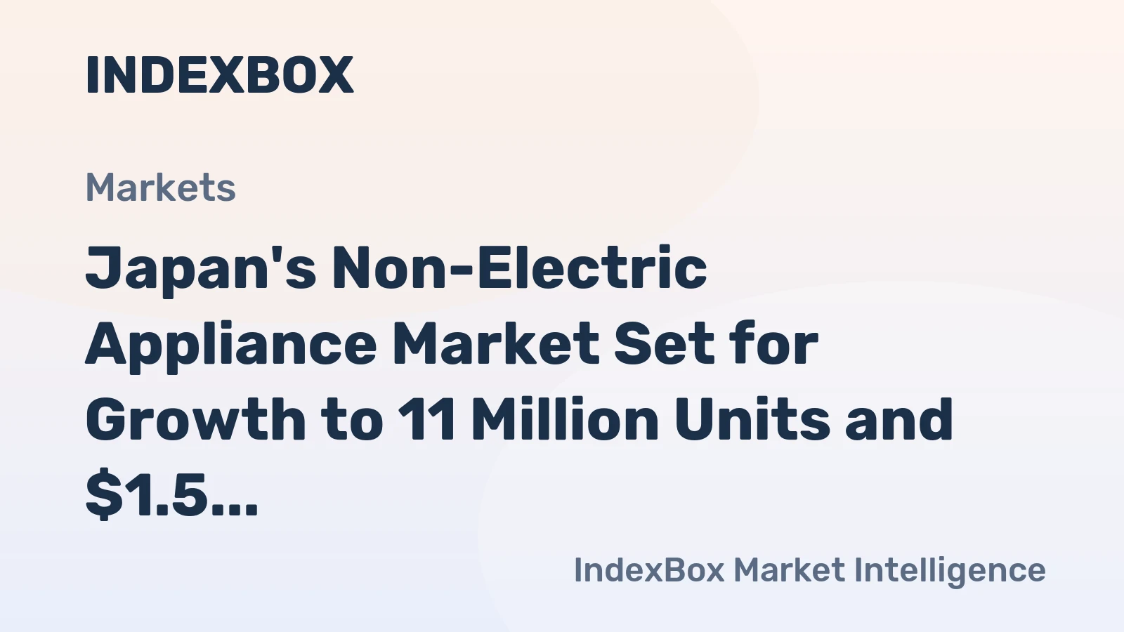 Japan's Non-Electric Appliance Market Set for Growth to 11 Million Units and $1.5 Billion