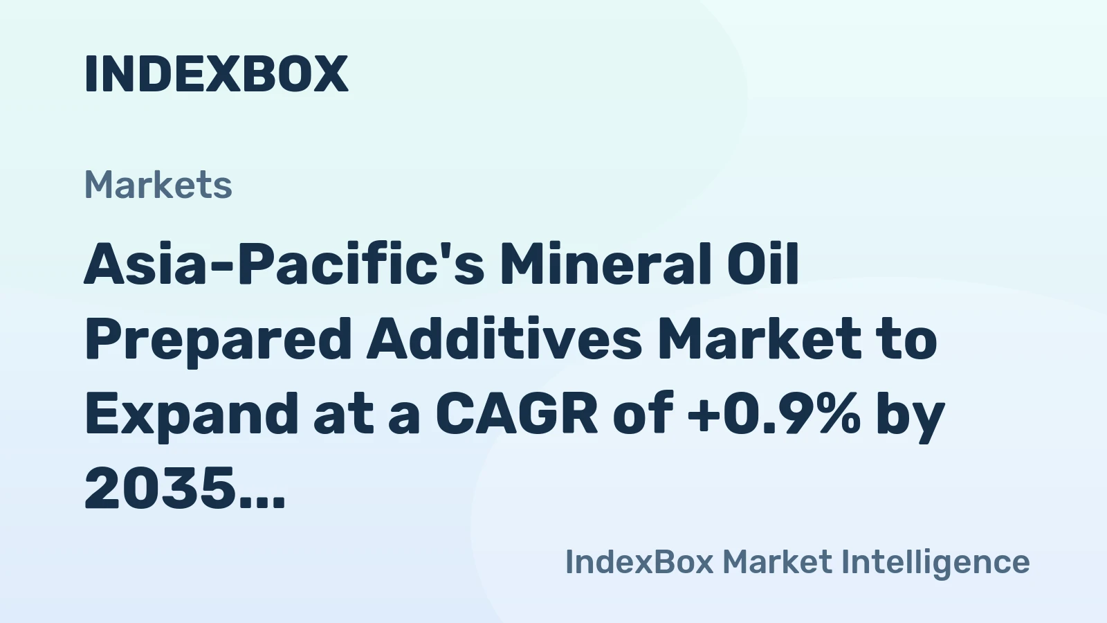 Asia-Pacific's Mineral Oil Prepared Additives Market to Expand at a CAGR of +0.9% by 2035, Reaching $13B in Value